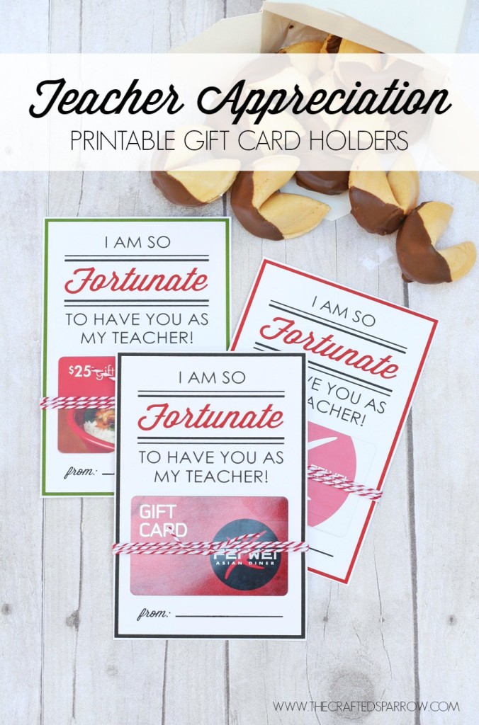 Teacher Appreciation Printable Gift Card Holders