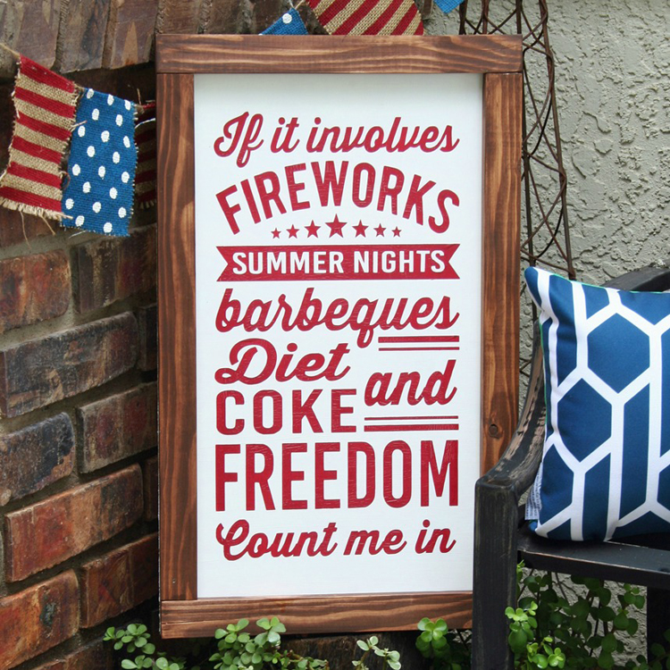4th of July Sign square - The Crafted Sparrow