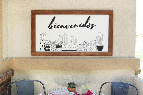 DIY Black & White Succulent Sign