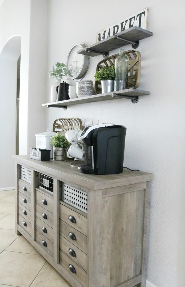 Modern Farmhouse Inspired Coffee Bar Station - The Crafted Sparrow