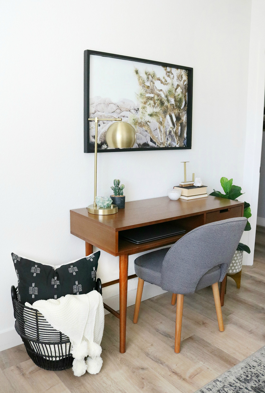 Mid-Century Boho Desk and Decor - The Crafted Sparrow