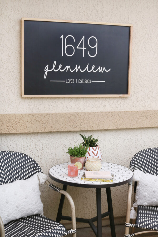 DIY Black & White Modern Front Porch Address Sign - The Crafted Sparrow