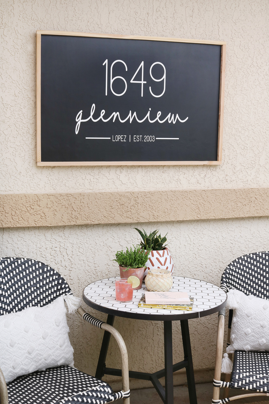 DIY Black & White Modern Front Porch Address Sign - The Crafted Sparrow